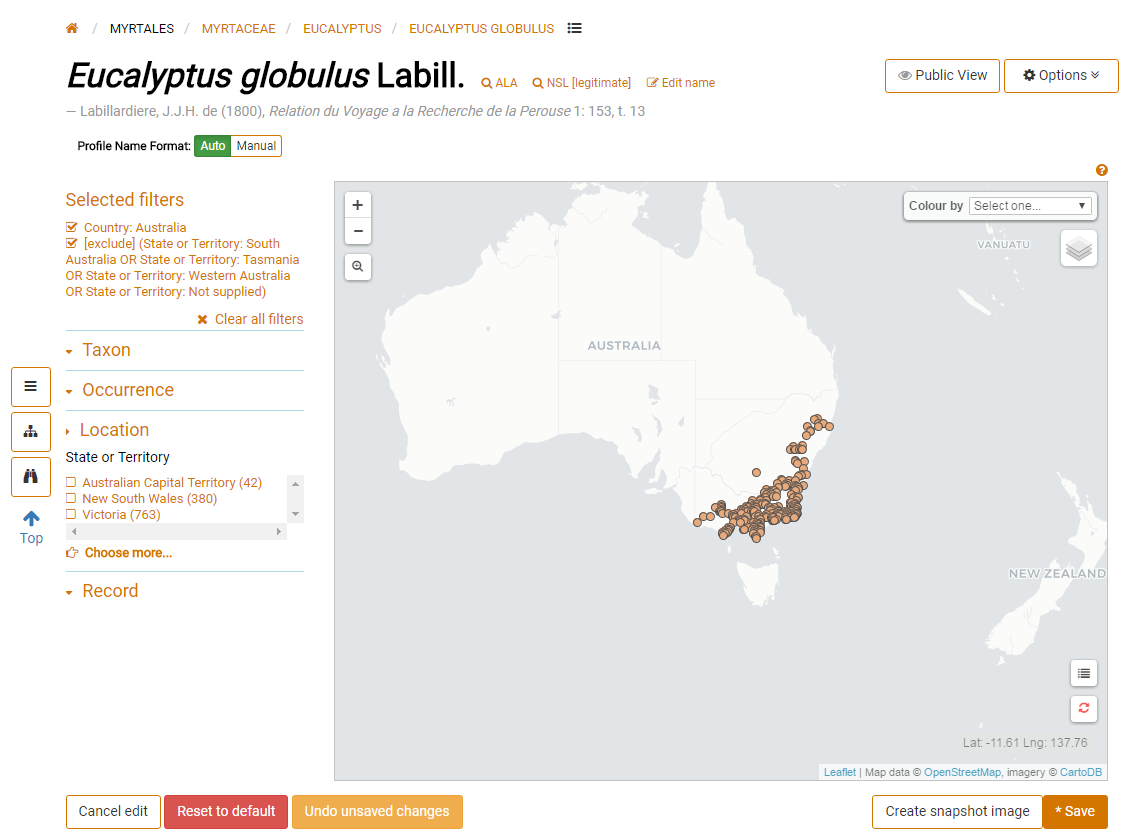 Editing Distribution Maps – FLORA OF AUSTRALIA HELP